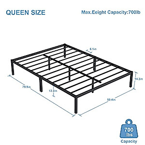 UYUK Metal Platform Bed Frame Queen Size, No Box Spring Needed Modern Design, Heavy Duty Easy Assembly