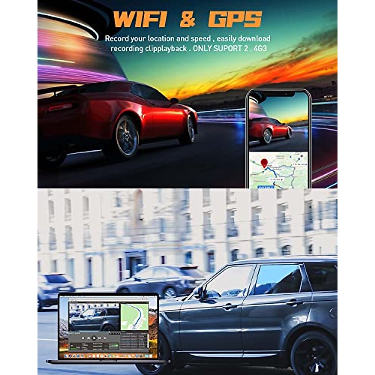V6D Dash Cam Front and Rear,4K+1080P Dual Dash Camera for Cars,Built-in WiFi GPS Car Camera,3.18-inch Display Dashcam,170° Wide Angle Dashboard Camera Recorder, Night Vision, Parking Monitor