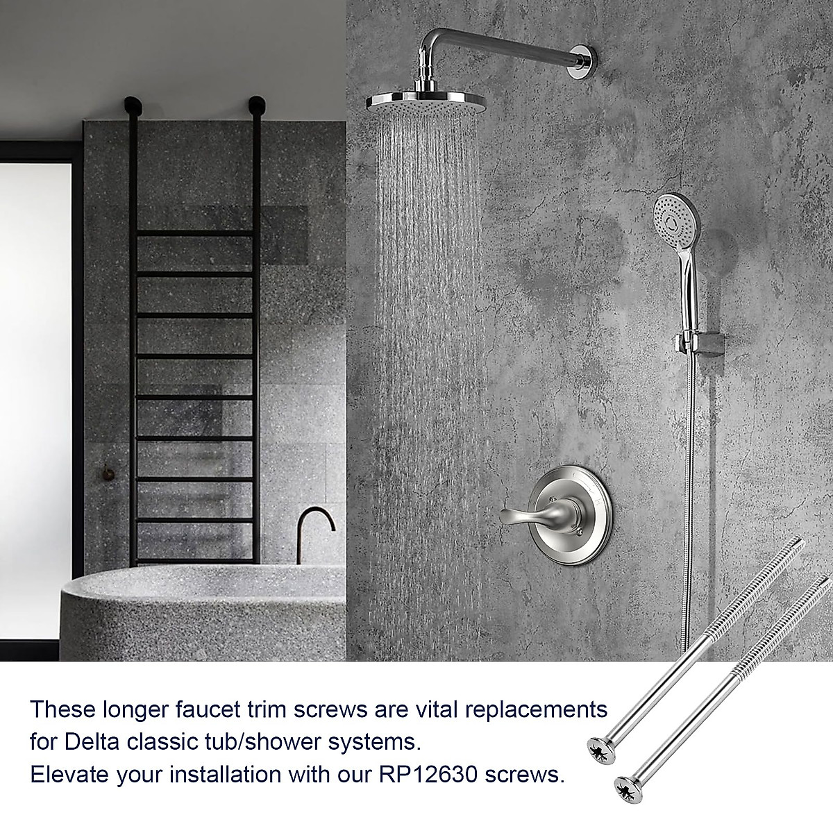 RP12630 Longer Escutcheon Trim Screws Replacement for Delta Faucet, Shower Trim Screws for Valves Roughed-in Too Deep, Faucet Repair Parts for Delta Classic Tub/Shower System, 2 Pack