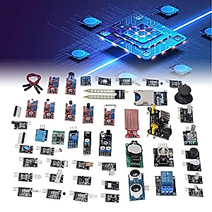 45Pcs Sensors Modules Starter Kit Sensor Module Clock Board Temp Sensor Module Electronic Component Set Kit for Raspberry Pi