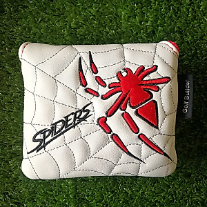 Golf Builder Spider Embroidery Golf Club Square Mallet Cover Spider Mallet Cover (White)