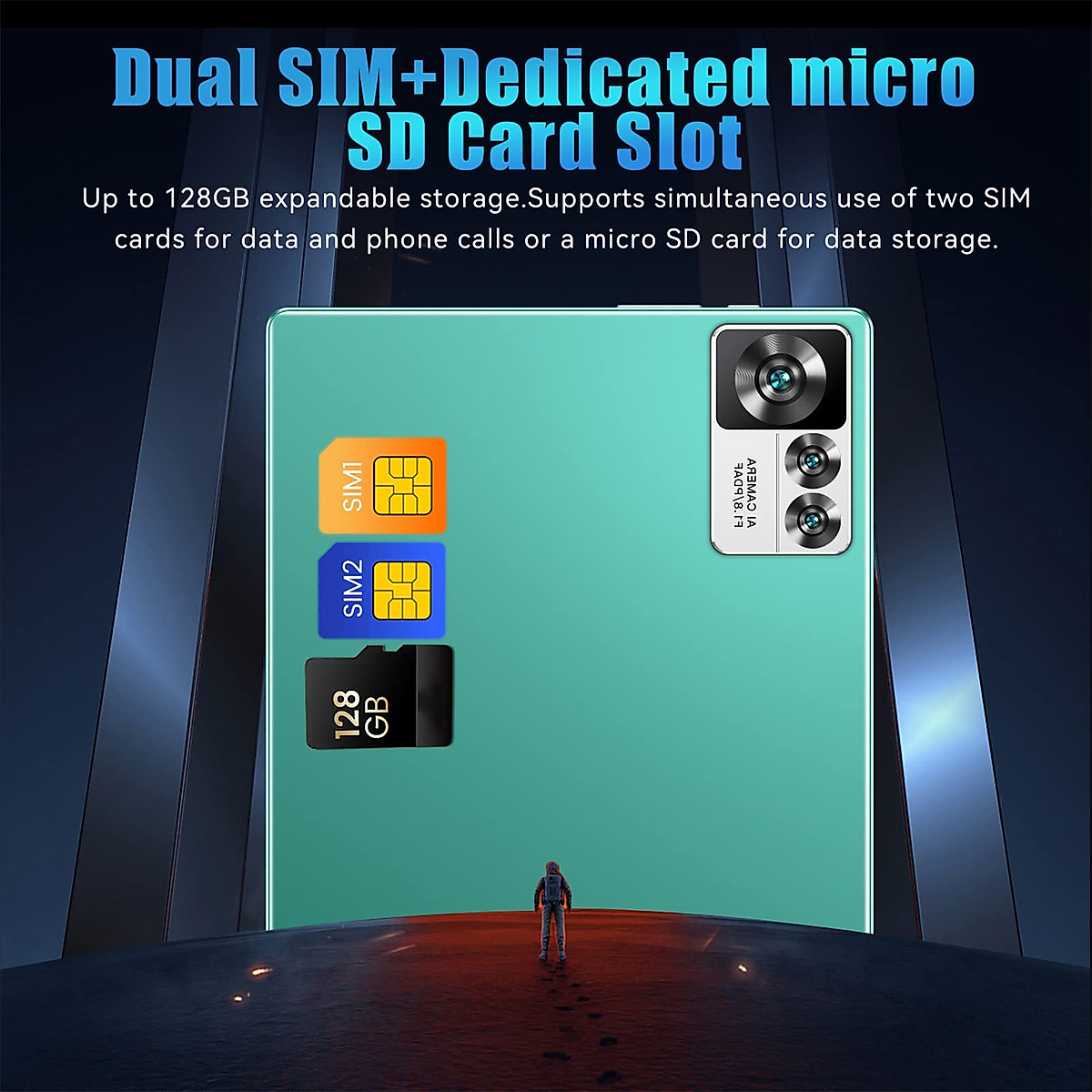 10.1 Inch Android 12 Tablet, 4G LTE Calling Tablet, 8GB RAM 256GB ROM, Octa Core Gaming Tablet with FHD Touchscreen, 8MP+16MP Dual Camera, WiFi, BT5.0, Dual SIM, 7000mAh Battery