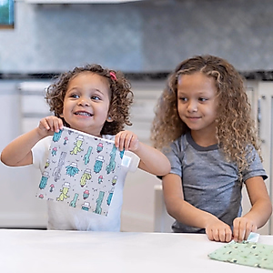 Bumkins Sandwich Bag / Snack Bag, Reusable Fabric, Washable, Food Safe, BPA Free, 7x7 - Cactus & Llama (2-Pack)