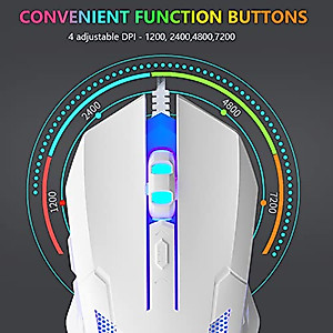 FUWANG Wired Gaming Mouse, USB Computer Mouse with RGB Backlit, 7200 DPI Optical Sensor, Ergonomic Gamer Mouse with 6 Programmable Buttons for Windows/PC/Mac/Laptop Gamer