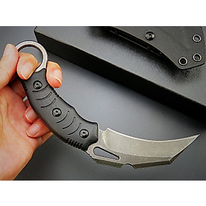 Ccanku C1298 Claw knife,Fixed Blade Knife,D2 Steel Blade+G10 Handle Outdoor EDC Tool Knives with Kydex Sheaths for Hunting, Survival, Camping(Black) …