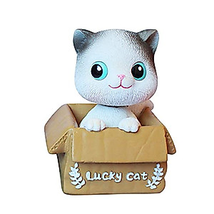 SYSUII Cat Car Dashboard Decoration,Bobble Head Cat Ornament Shaking Head Lucky Cat Figurines Animal Dancing Figure Toy Car Interior Ornament Home Office Desktop Decoration Bobble Head Toy Gift