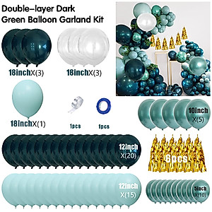 SKEFOLI Dark Teal Balloon Garland Arch Kit for Boys Men Green Jungle Wild One Safari Themed Party Decorations Supplies with Tassel Double-layer Balloons for Birthday Bridal Baby Shower (Dark Teal)