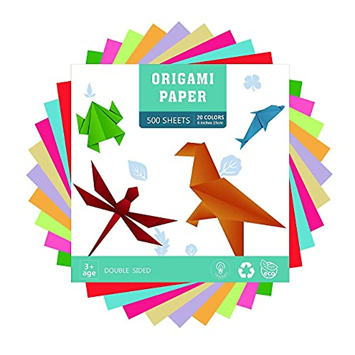 Origami Paper Double Sided Color - 200 Sheets - 20 Colors - 6 Inch Square Easy Fold Paper for Beginner