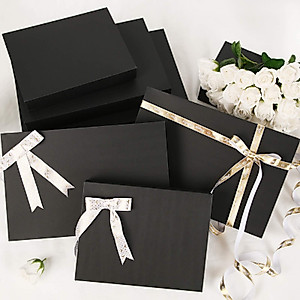 JINMING 6 Extra Large Gift Boxes with Lids 17x11x2.5 Inches Christmas Gift Wrap Boxes, Black Cloth Gift Boxes, Apparel Gift Boxes for Thanksgiving Day