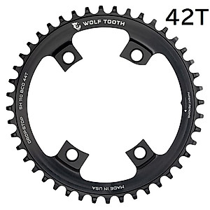 Wolf Tooth Drop-Stop Chainrings for Asymmetric 4x110mm BCD Shimano Road Cranksets (Black, 42t)