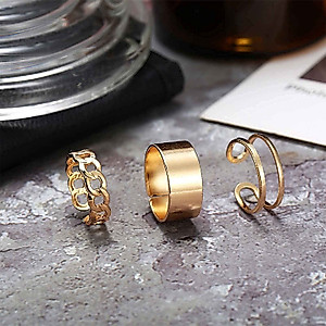 Yheakne Boho Rings Set Stackable Knuckle Finger Rings Gold Band Rings Minimalist Midi Rings Modern Finger Rings Accessories for Women and Teen Girls Gifts (Gold)