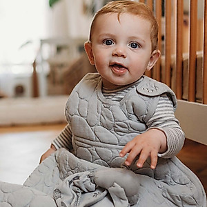 Merino Kids Winter-Weight Quilted Baby Sleep Bag for Toddlers 2-4 Years, Riverstone - Light Grey