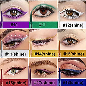LemonSac 20 Colors Eyeliner Pen Set, Eye Shadow Pencil, Pearl Eyeliner Kit Metallic Eyeliner Pencil Glitter Eyeliner for Women Eye&Lip Liner Professional Waterproof Retractable Eyeliner(20PCS)