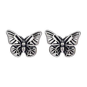 SLUYNZ 925 Sterling Silver Retro Butterfly Earrings Studs for Women Pretty Vintage Butterfly Studs