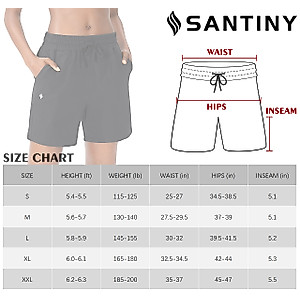 SANTINY Women's Cotton Shorts 5'' Lounge Yoga Shorts Jersey Sweat Bermuda Shorts for Women Walking Athletic with Pockets (White_XL)