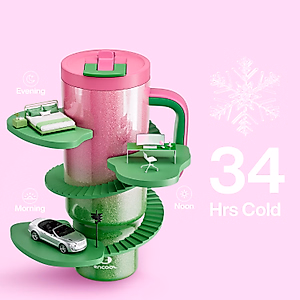 ENCOOL 40 oz Tumbler with Handle and Flip Straw, 100% Leak Resistant Tumbler with Lid and Straw, Insulated Stainless Steel Travel Coffee Mug, Keeps Cold for 34 Hours, Cupholder Friendly (Fuchsia)