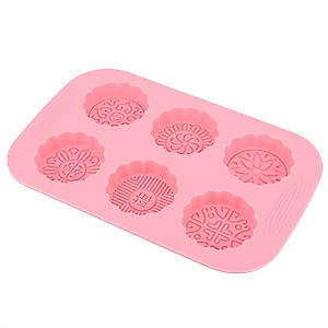 Mooncake Mold, 6 Slots Mooncake Mold, Food Grade Silicone for Cookies Make Good Looking Moon Cakes