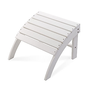 Psilvam Adirondack Ottoman, Adirondack Footstool for Adirondack Chair Weather Resistant Foot Rest for Outdoor Porch, Yard, Garden（White）
