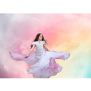 AIIKES 7X5FT Rainbow Cloud Birthday Backdrop Gradient Color Cloud Photography Backdrop Baby Shower Girl Birthday Cake Smash Wedding Party Decoration Photo Studio Props 12-420