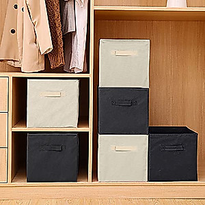 YuGtcen Cube Storage Bins 11 inch, Storage Cubes Collapsible Organizer Bins, Square Foldable Fabric Baskets, Medium Decorative Cubby Box for for Shelves, Closet, for Utility Room, Storage Room (Grey)