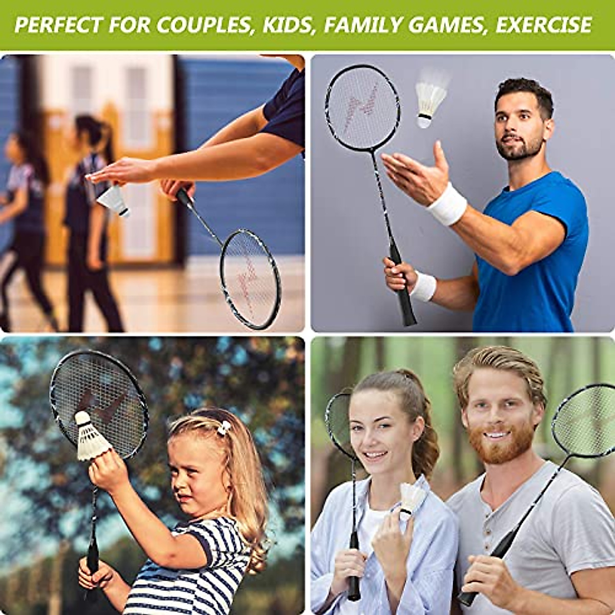 Nalax Badminton Set,2 Player Badminton Rackets Carbon Fiber Badminton Racquet with 3 Shuttlecocks and 1 Carrying Bag,Badminton Backyard Games for Outdoor,Garden,Beach,Family Fun Game