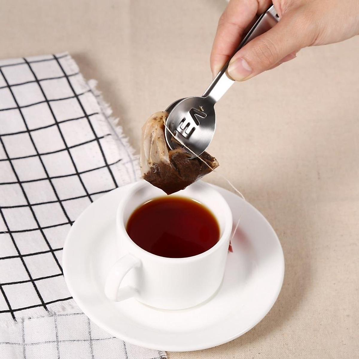 DINGJIN 2 Piece Stainless Steel Tea Tongs Teabag Squeezer Strainer Holder Grip Metal Spoon Mini Sugar Clip Kitchen Bar Tools