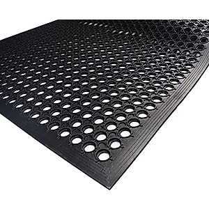 Lovinland Outdoor Rubber Drainage Mat Non-Slip Mat 60 x 35 Inch Commerical Heavy Duty Mat for Resturant Kitchen Bar Garage Garden Industral Indoor Use Black