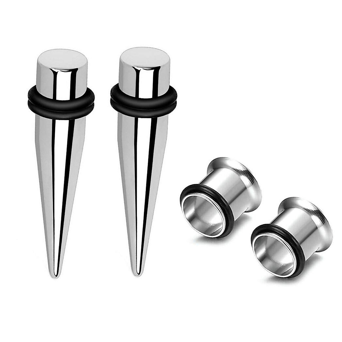 HEKEUOR 9mm Steel Ear Stretching Kit 2 Steel Tapers 2 Steel Tunnels Size Between 0g(8mm) And 00g(10mm)