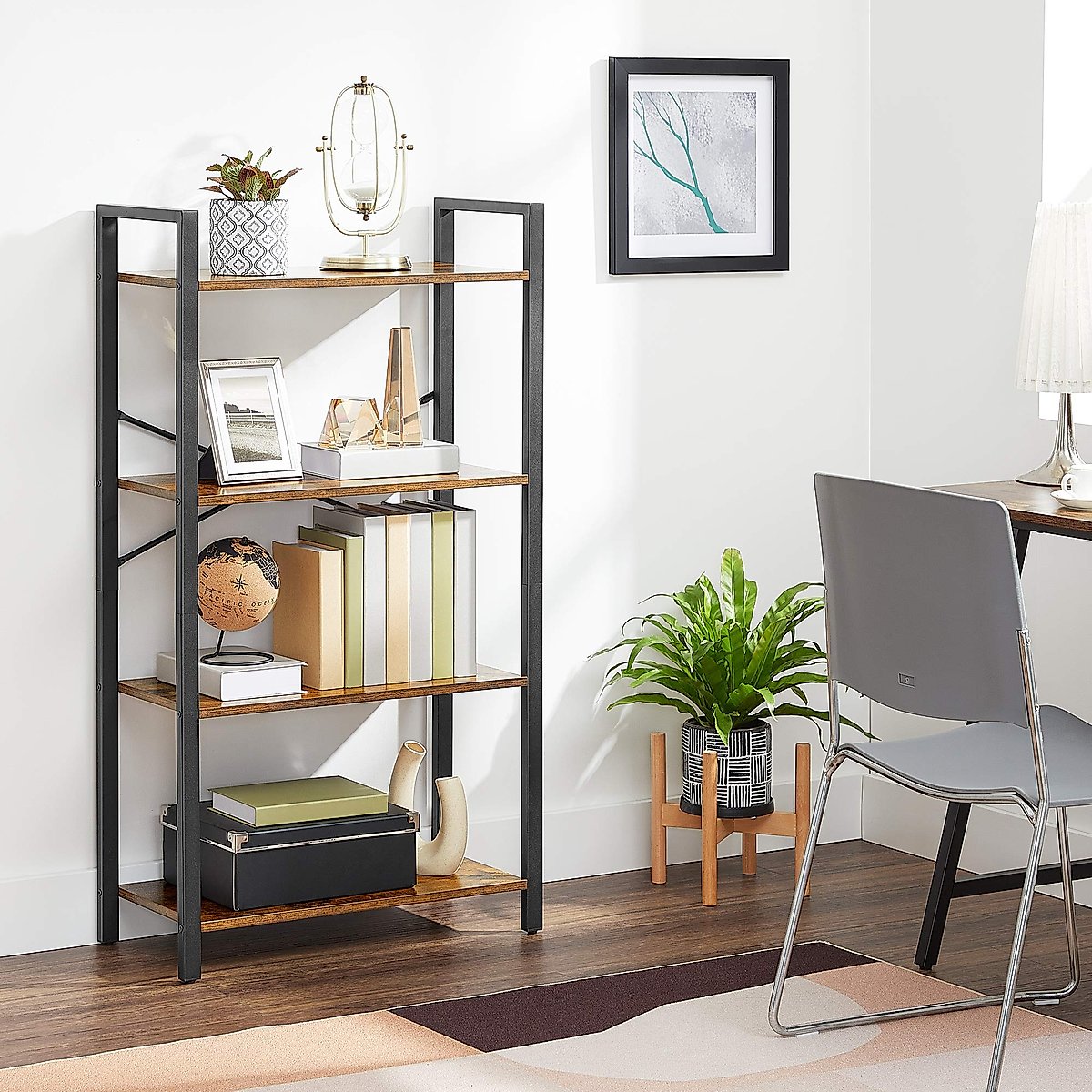 VASAGLE Lateral File Cabinet, Home Office Printer Stand, with 3 Drawers and Open Storage Shelves & Bookshelf, 4-Tier Shelving Unit, Bookcase, Book Shelf, 11.8 x 25.9 x 47.2 Inches