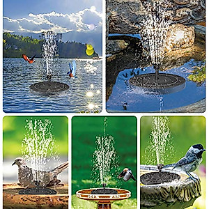 Solar Fountain,Bird bath fountains,Solar water fountain with 6 Nozzles,Solar fountain pump for Bird Bath 2.5W for Fish Tank,Garden,Pond,Outdoor, Pool