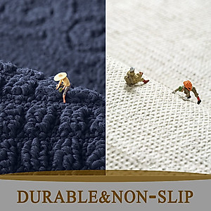 Half Circle Door Mat Indoor 18"X30",Half Round Non Slip Machine Washable Entryway Rug for Front/Back Outdoor, Absorbent Low Profile Inside Entrance Floor Mat for Muddy Wet Shoes and Paws-Navy…