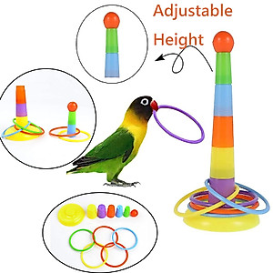 Bird Training Toy, Parakeet Intelligence Toy, Parrot Wooden Block Puzzles Toy, Bird Basketball Toy, Parrot Skateboard, Bird Stacking Toy for Parrot Budgie Cockatiel Finch