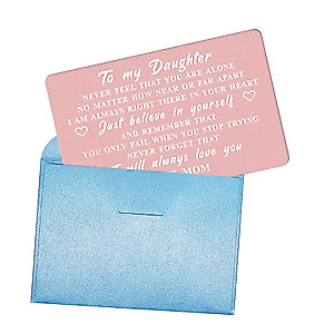 DEGASKEN Daughter Gifts Wallet Card from mom, To My Daughter Never Forget I Love You, Daughter Wedding Card Gifts from Mother, College Graduation, Birthday, Christmas