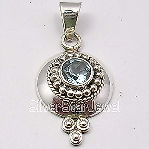 Best Buy Buy Nothing Day Deals SilverStarJewel Blue Topaz Pendant 1.4" 925 Sterling Silver Women New Jewellery