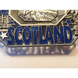 Edinburgh Scotland Metal Ashtray - Castle / Scottish Piper / Highland Cattle / Words in Blue Letters / Souvenir