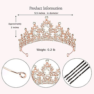 SuPoo Rose Gold Crown Tiaras for Women Birthday Crown Wedding Tiara Crystal Princess Quinceanera Crown Queen Tiara Headband Rhinestone Gems Party Decoration for Prom Halloween Christmas
