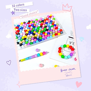 Gionlion 160PCS Silicone Beads, 15mm Silicone Beads Bracelet Making Kit, Soft Rubber Round Beads for Keychain Wristlets, Loose Beads Crafts for Necklace Jewelry DIY