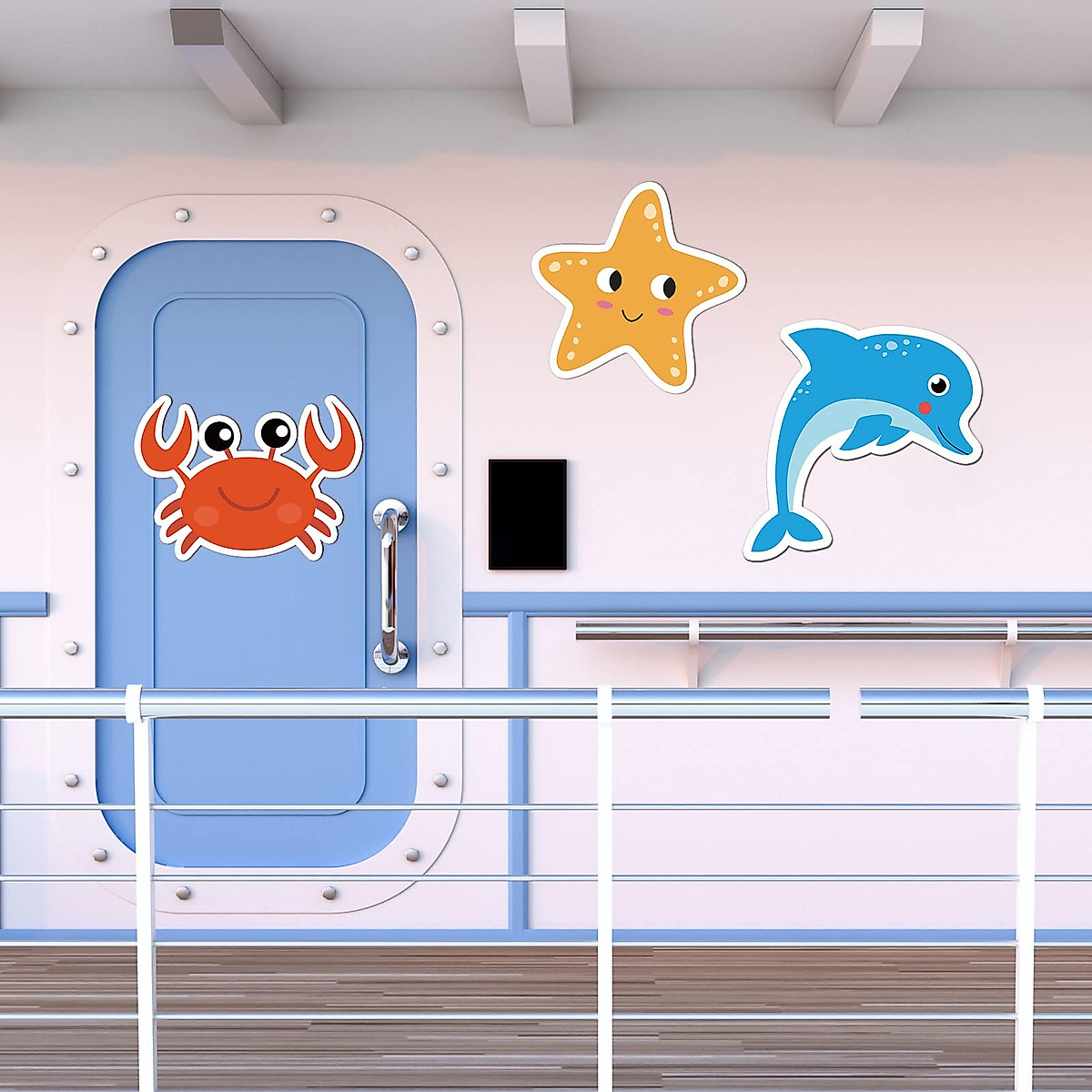 6 Pcs Cruise Door Decorations Magnetic Ocean Sea Animal Car Magnets Fish Fridge Magnets Stickers Dolphin Shark Cruise Door Magnets Decals for Carnival Cruise Refrigerator Door