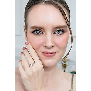 B. BRILLIANT Sterling Silver Simulated Morganite and White Topaz Oval Crown Ring, Size 9