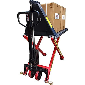3300LB. Cap, 27" x 45", Lift Height: 3-1/2" to 31-1/2", Manual High Lift Tote Lifters for Skid/Single Sided Pallet Pake Handling Tools