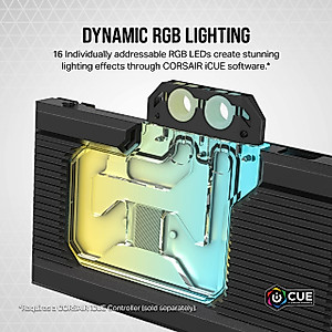 Corsair Hydro X Series XG7 RGB 4080 Founders Edition GPU Water Block – For NVIDIA® GeForce RTX™ 4080 FE – CNC Nickel-Platted Copper – 50 Cooling Fins – Included Backplate & ARGB Adapater Cable – Black
