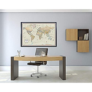 2023 Swiftmaps 24" x 36" World Map Contemporary Premier Wall Map Poster Mural, Laminated, Made in the USA