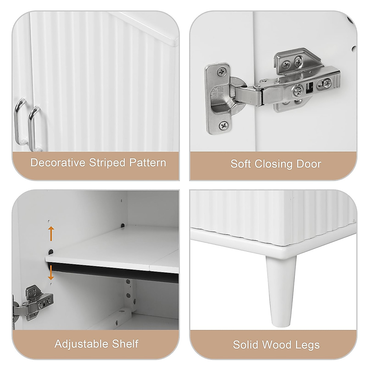 24" Bathroom Vanity Sink Combo, Freestanding Single Basin Vanity Set with Two Doors and Adjustable Shelves Solid Wood Bathroom Sink Cabinet, White