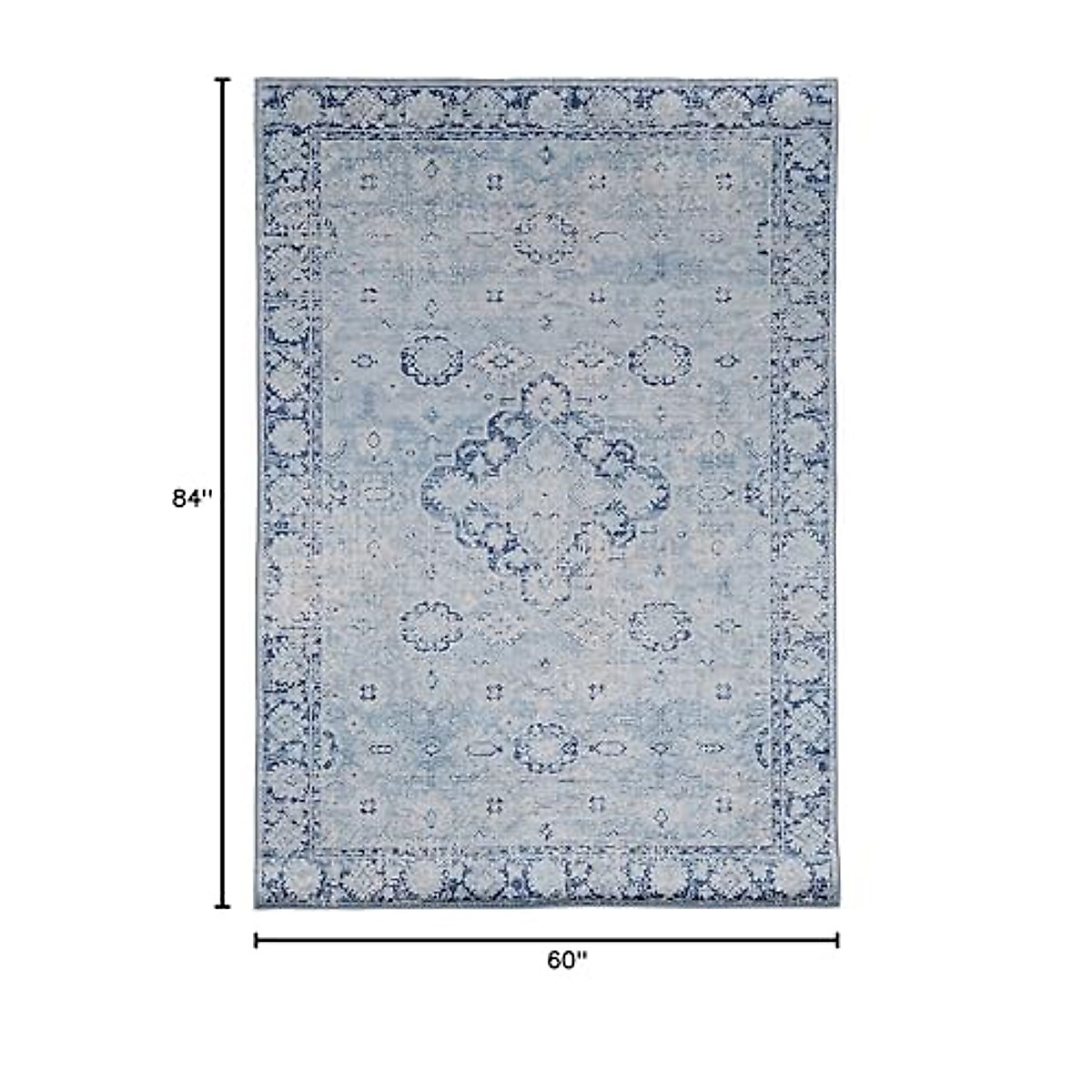 Honora Arcadia Blue/Ivory 5' x 7' Flat No Pile Area Rug by Linon