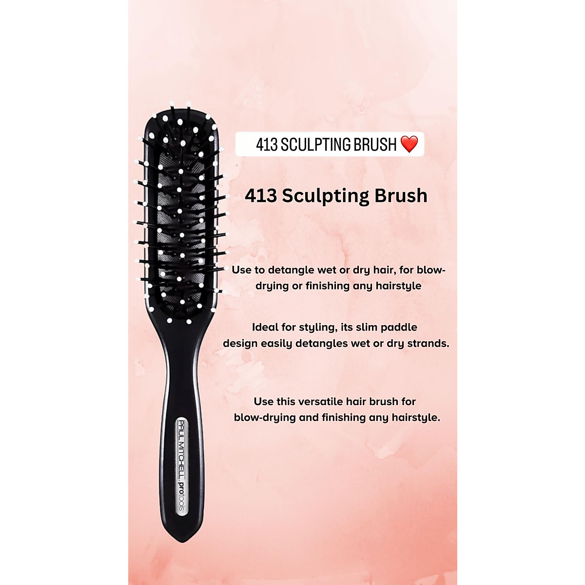 Paul Mitchell Pro Tools 413 Sculpting Brush, Classic Hair Brush for Detangling, Sculpting + Styling Wet or Dry Hair