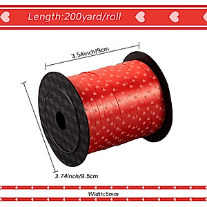 Whaline 400 Yard Valentines Curling Ribbon Printed Heart Ribbon for Gift Wrapping Balloon String Valentines Day Decorations Birthday Party Supplies, Crafts DIY, Flower, Home Decorations 5mm