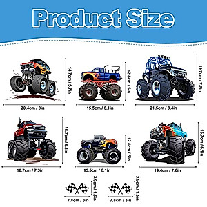 Truck Wall Decals Glow in The Dark Wall Decals Removable Digger Wall Stickers Large Car Jam Vhicle Construction Wall Decals for Kids Girls Boys Bedroom Living Room Playroom Nursery Wall Decor