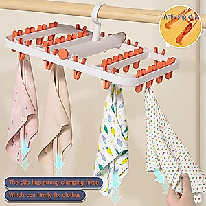 OEACC Foldable Clothes Drying Rack with 360° Rotatable Hook and 24 Sturdy Clips,Plastic Laundry Drying Rack,Underwear Hanger for Drying Bras,Towels,Socks,Hats,Baby Clothes