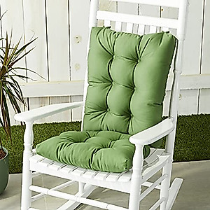 The Gripper Twill Jumbo XL Non-Slip Rocking Chair Cushion Set with Thick Padding, Includes Seat Pad & Back Pillow with Ties for Indoor Living Room Rocker, 17x17 Inches, 2 Piece Set, Green