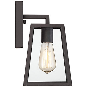 John Timberland Arrington Modern Industrial Outdoor Wall Light Fixture Mystic Black Steel 10 3/4" Clear Glass Panel for Exterior House Porch Patio Outside Deck Garage Front Door Garden Home